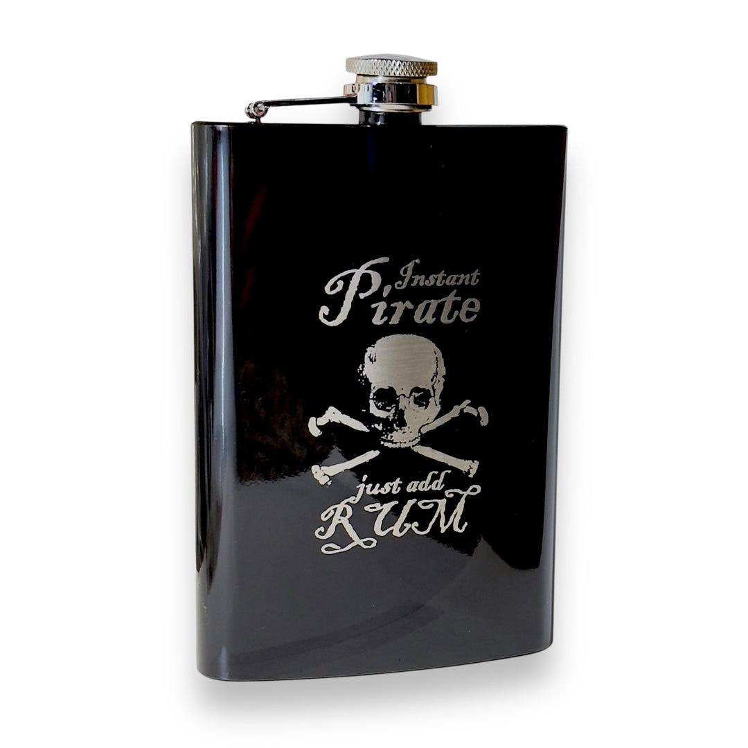 8oz BLACK Instant Pirate Just Add Rum Flask - Etsy