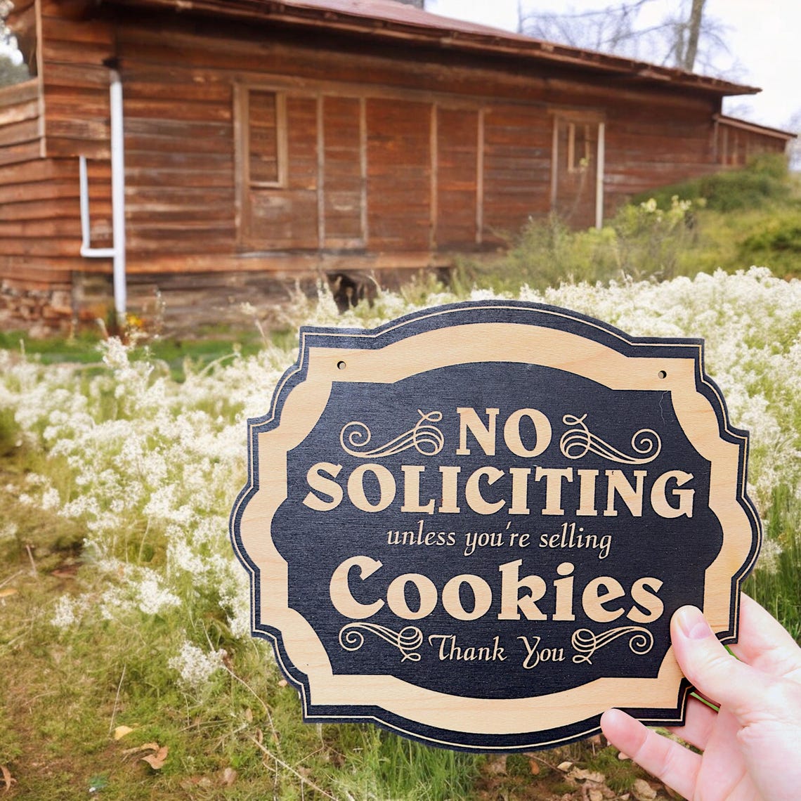 No Soliciting Unless You're Selling Cookies - Black Door Sign 6"x9" - Etsy