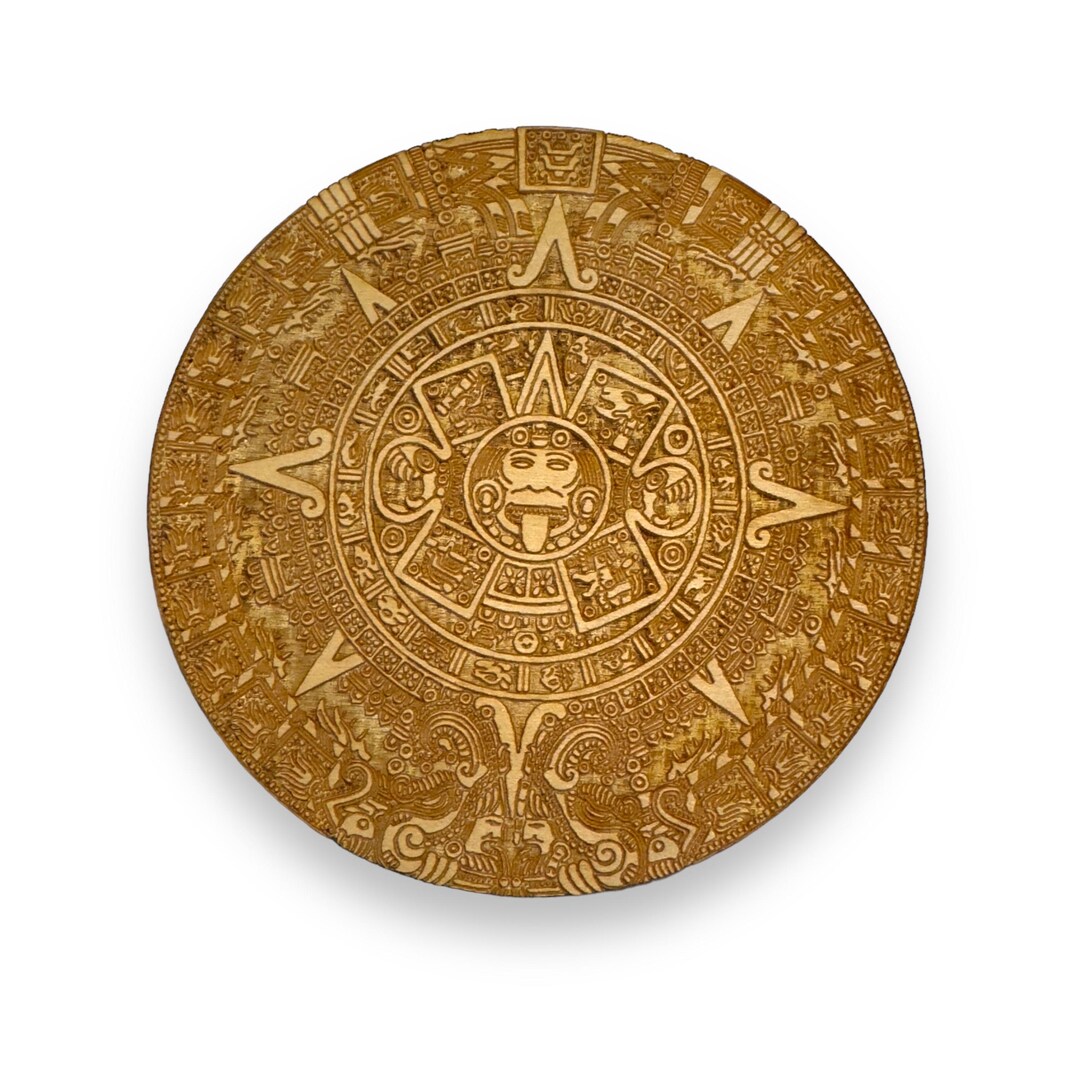 Aztec Mayan Calendar Wood Coaster/disc Qty 1 - Etsy