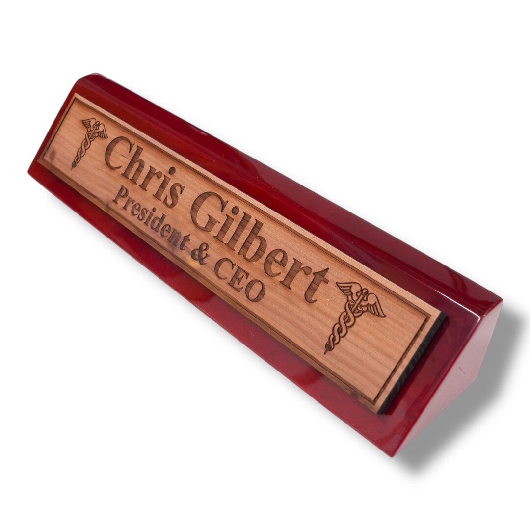 Desk Wedge Name Plate - PERSONALIZED - Pharmaceutical Caduceus Hermes ...