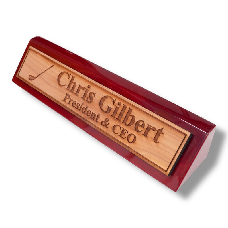Desk Name Plate Wood Golf - Etsy