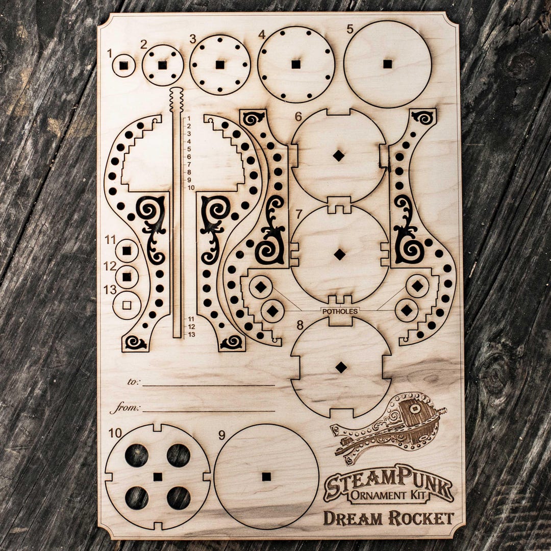 Steampunk Ornament Kit - Dream Rocket - Raw Wood (assembly Required) - Etsy