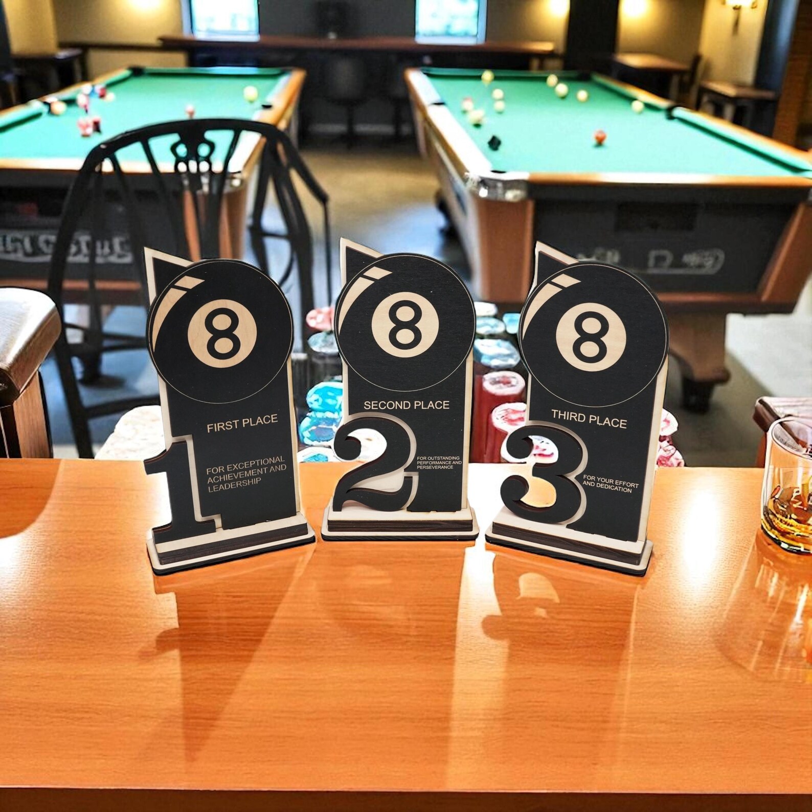 Trophy Award - CUSTOM - Billiards Pool - 1st 2nd 3rd Place - 9x5 Inches ...