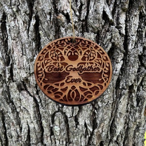 Best Godfather Ever Celtic Tree of Life Cedar Ornament - Etsy