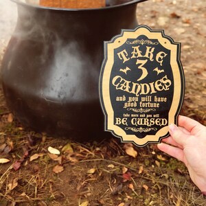 Take 3 Candies or Be Cursed Black Halloween Door Sign - Etsy
