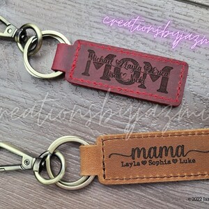 Mom Keychain Genuine Leather Mother Keychains Personalized - Etsy