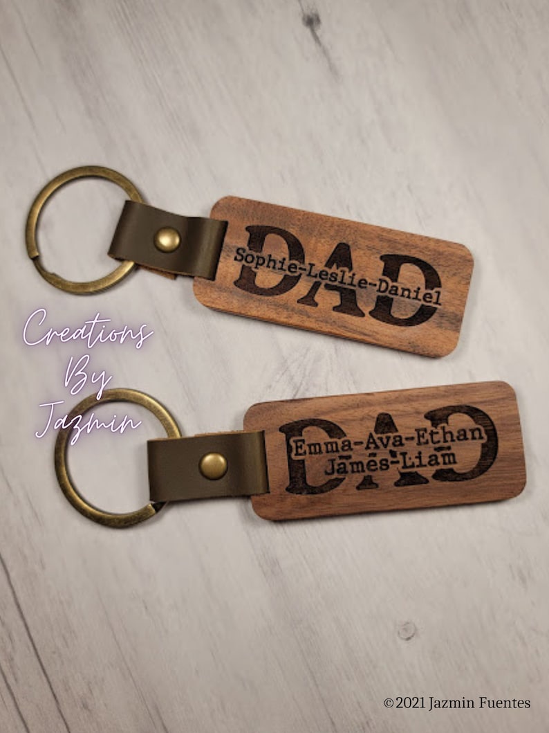Father's Day Gift Personalized Wood Dad Keychain With - Etsy