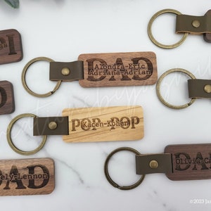 Father's Day Gift, Personalized Wood Dad Keychain With Children Names ...