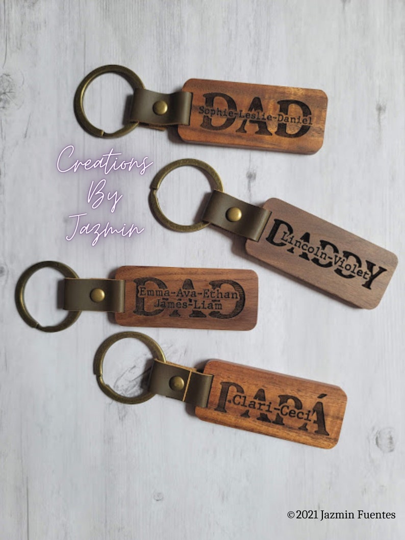Father's Day Gift Personalized Wood Dad Keychain With - Etsy