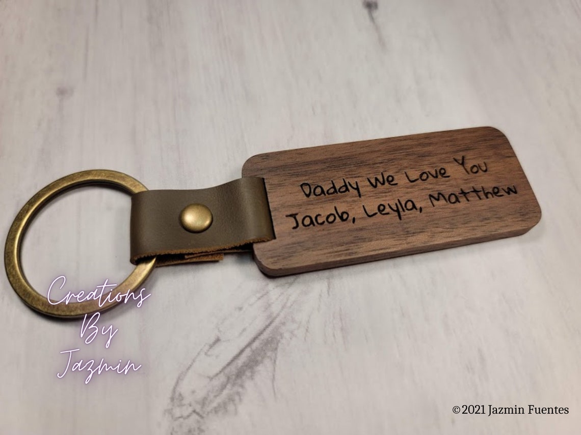 Father's Day Gift, Personalized Handwriting Wood Keychain for Dad ...