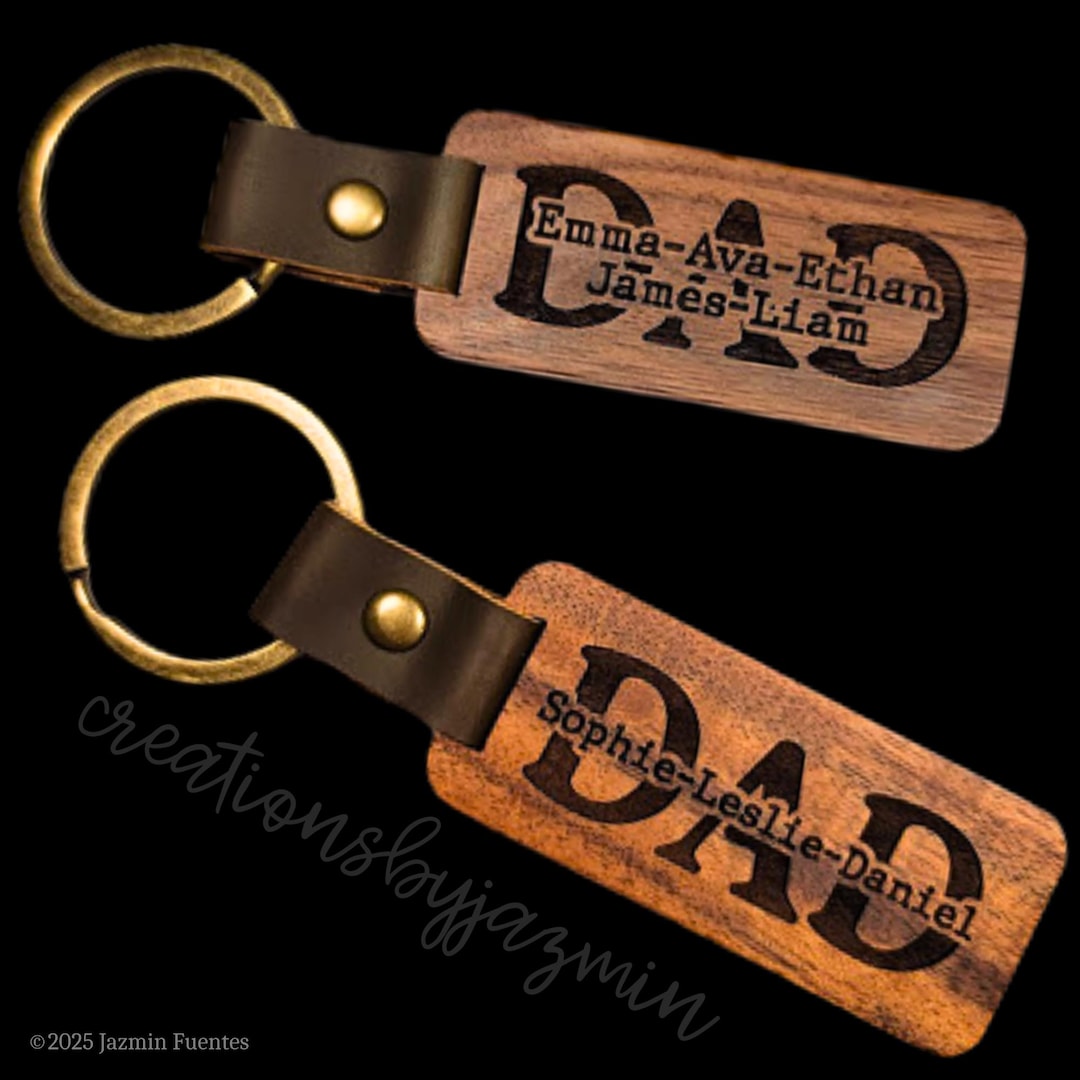 Father's Day Gift, Personalized Wood Dad Keychain With Children Names ...