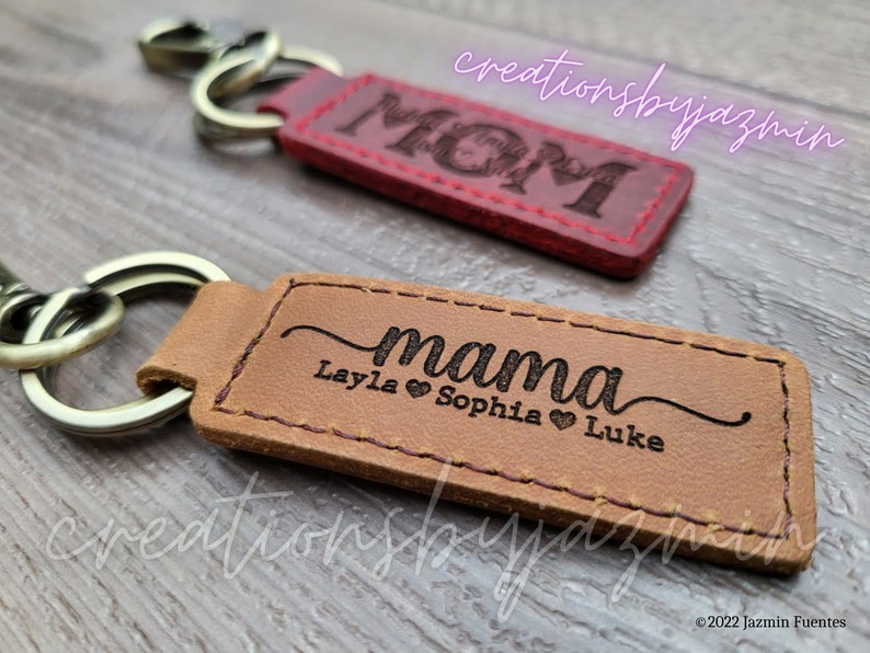 Mom Keychain Genuine Leather Mother Keychains Personalized - Etsy
