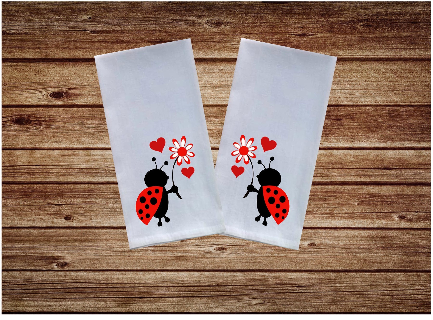 Ladybug Dish Towels Ladybug Decor Hand Towels Flour Sack - Etsy