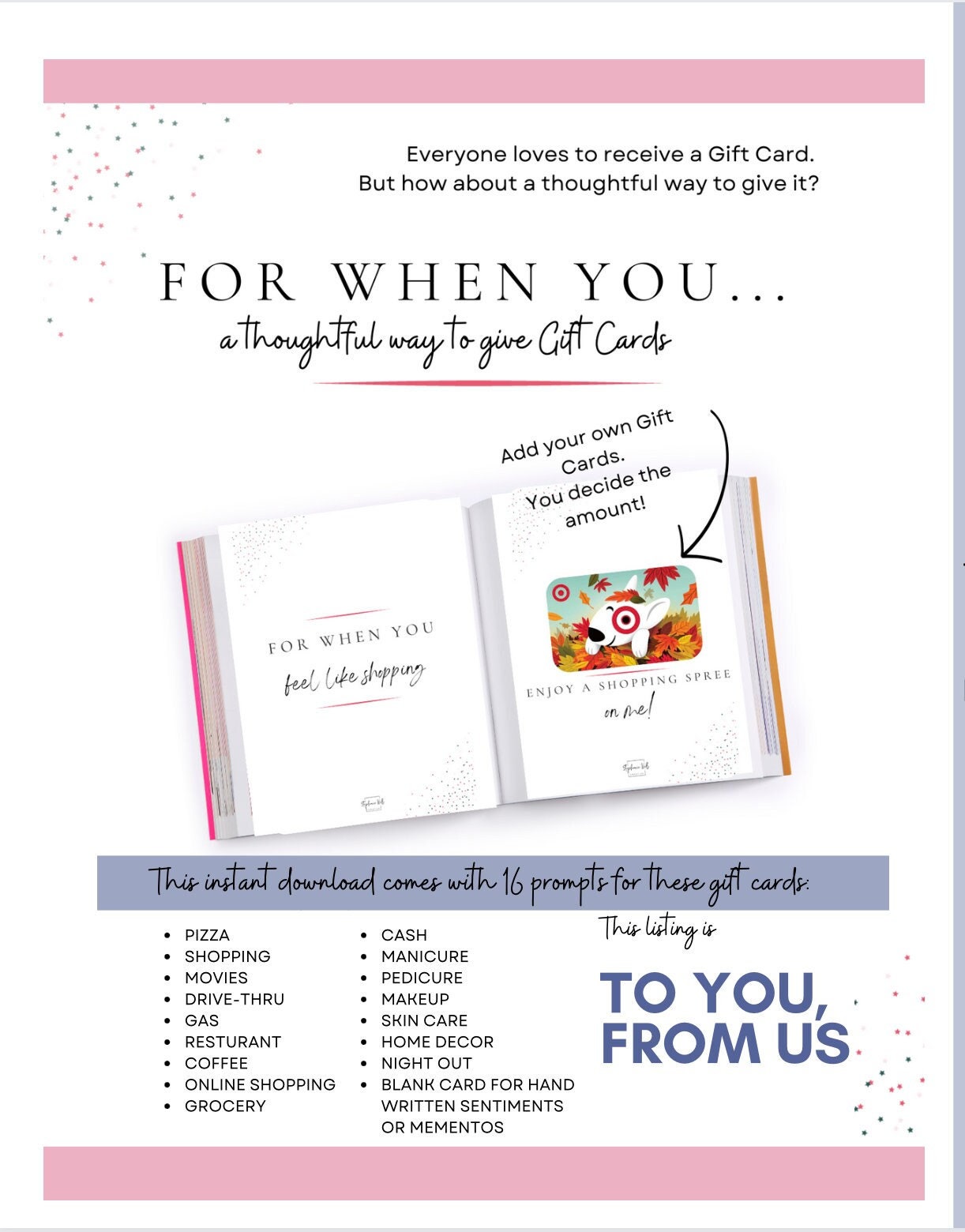 GIFT CARD Book digital Download to You, From Us : A Thoughtful Way to ...