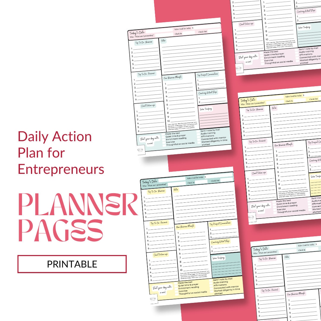 Daily Action Plan for Entrepreneurs ~ Printable Planner Pages - Etsy
