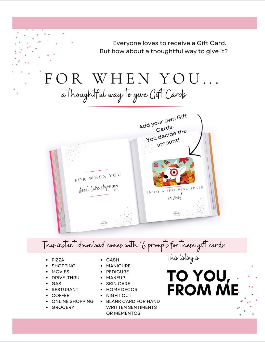 GIFT CARD Book [digital Download] for When You ... A Thoughtful Way to Give Gift Cards - Etsy