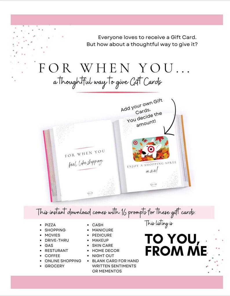 GIFT CARD Book [digital Download] for When You ... A Thoughtful Way to ...