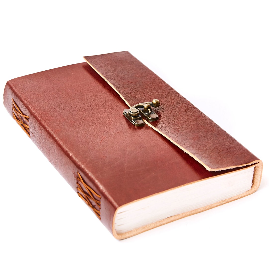 Handmade Leather Journal With Lock: Fair Trade Khadda Paper Notebook - Etsy