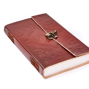 Fair Trade Large Tall Embossed Leather Journal Notebook With Lock 13.5 ...