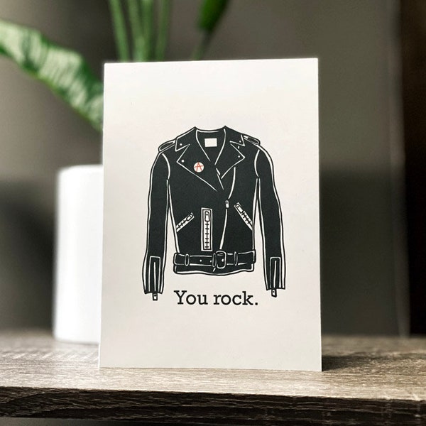 Leather Jacket Birthday Card - Etsy