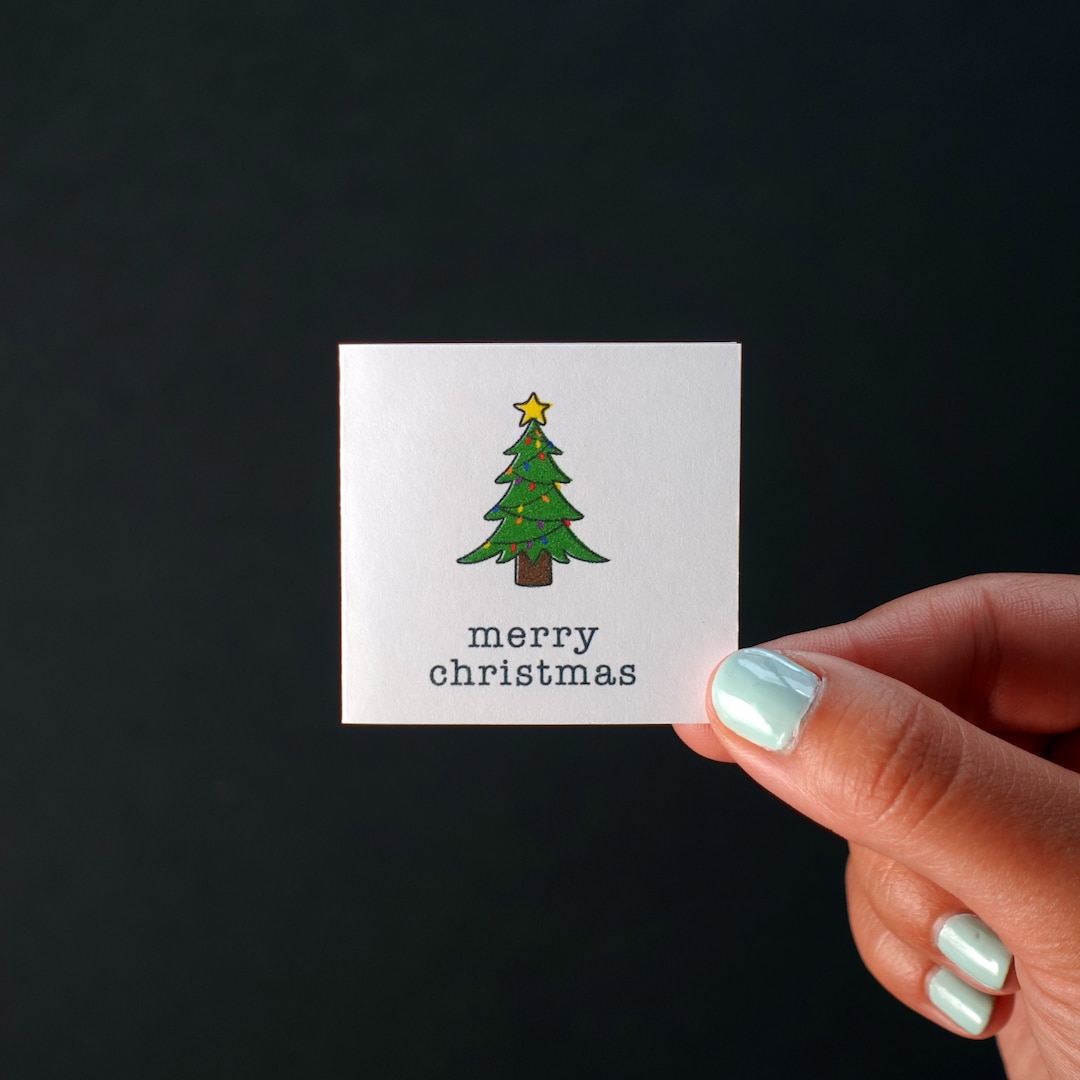 Mini Christmas Tree Card, Tiny Greeting Card, Retro, Christmas, Cute ...