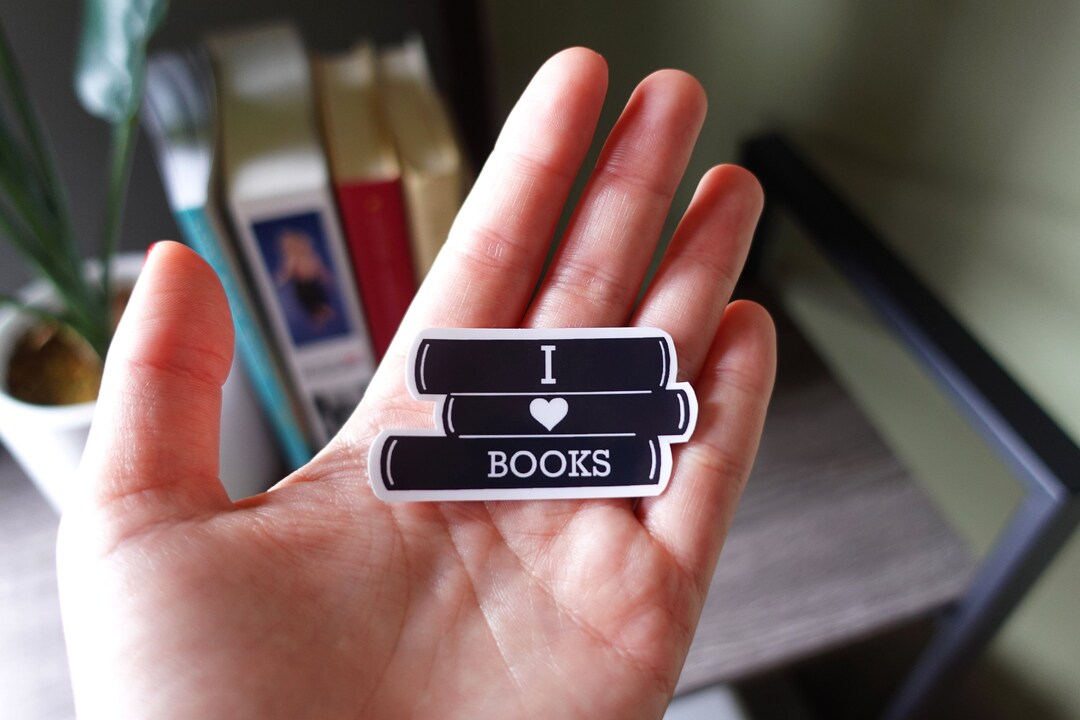 I Heart Books Sticker, Waterproof Sticker, Handmade Sticker, Book Lover ...