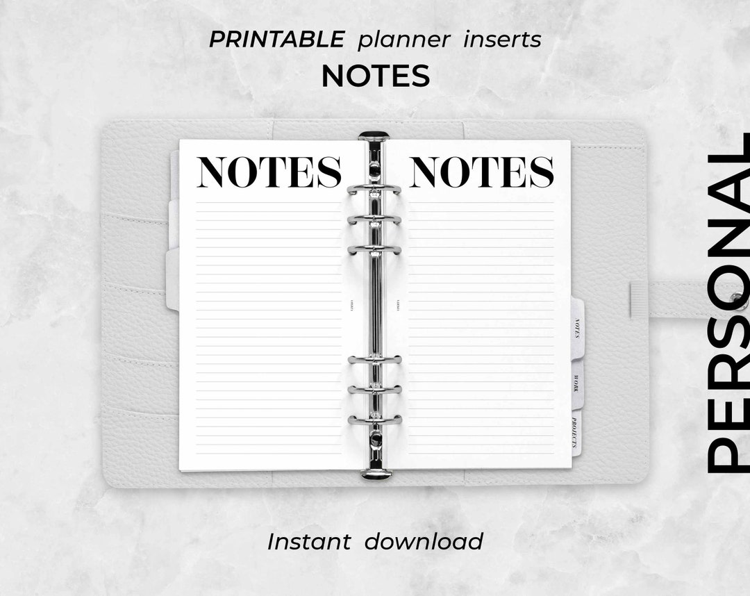 PRINTABLE Notes Planner Inserts Instant Download Personal - Etsy