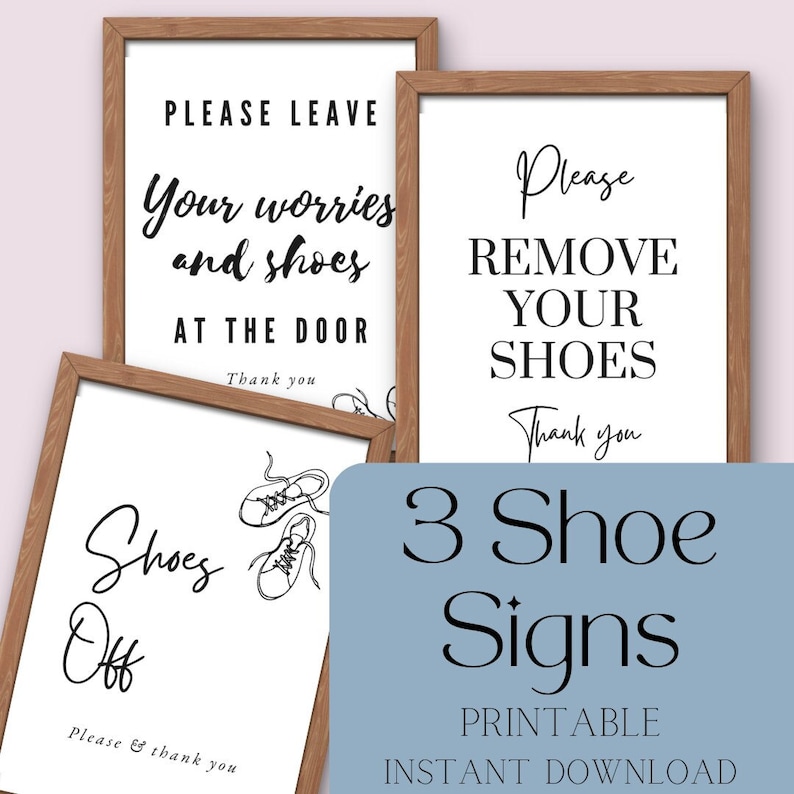 3 Shoe Signs Printable Shoes off Modern Rental Poster House Rules ...