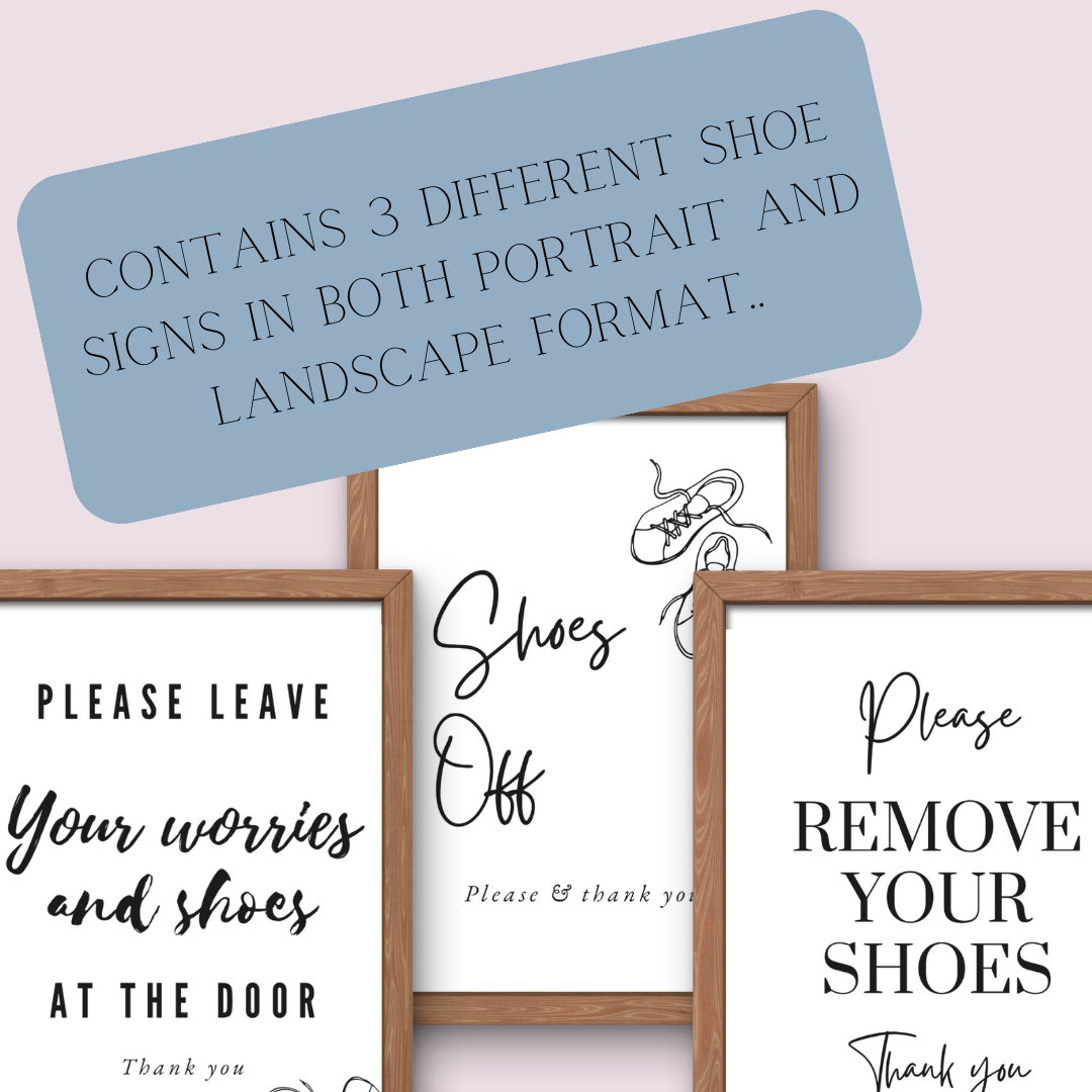 3 Shoe Signs Printable Shoes off Modern Rental Poster House Rules ...