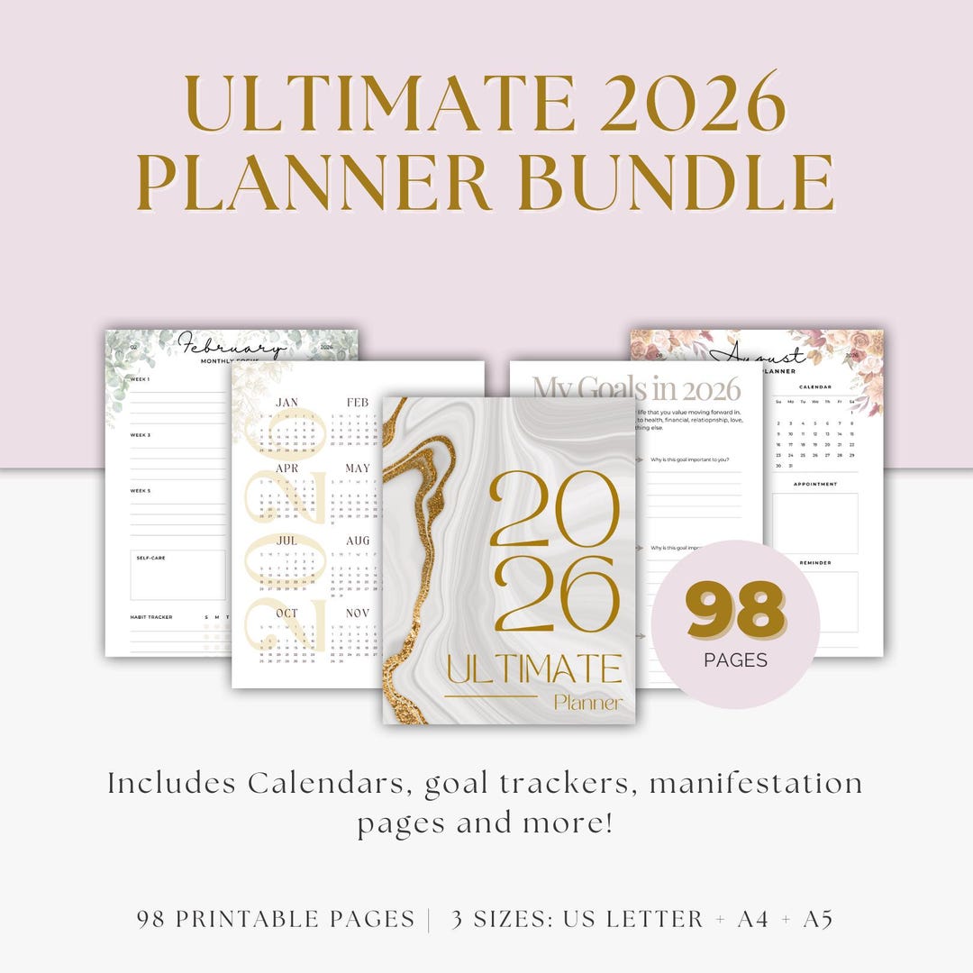 2026 Ultimate Planner Bundle | Calendar, Goal Setting, Habit Tracker ...