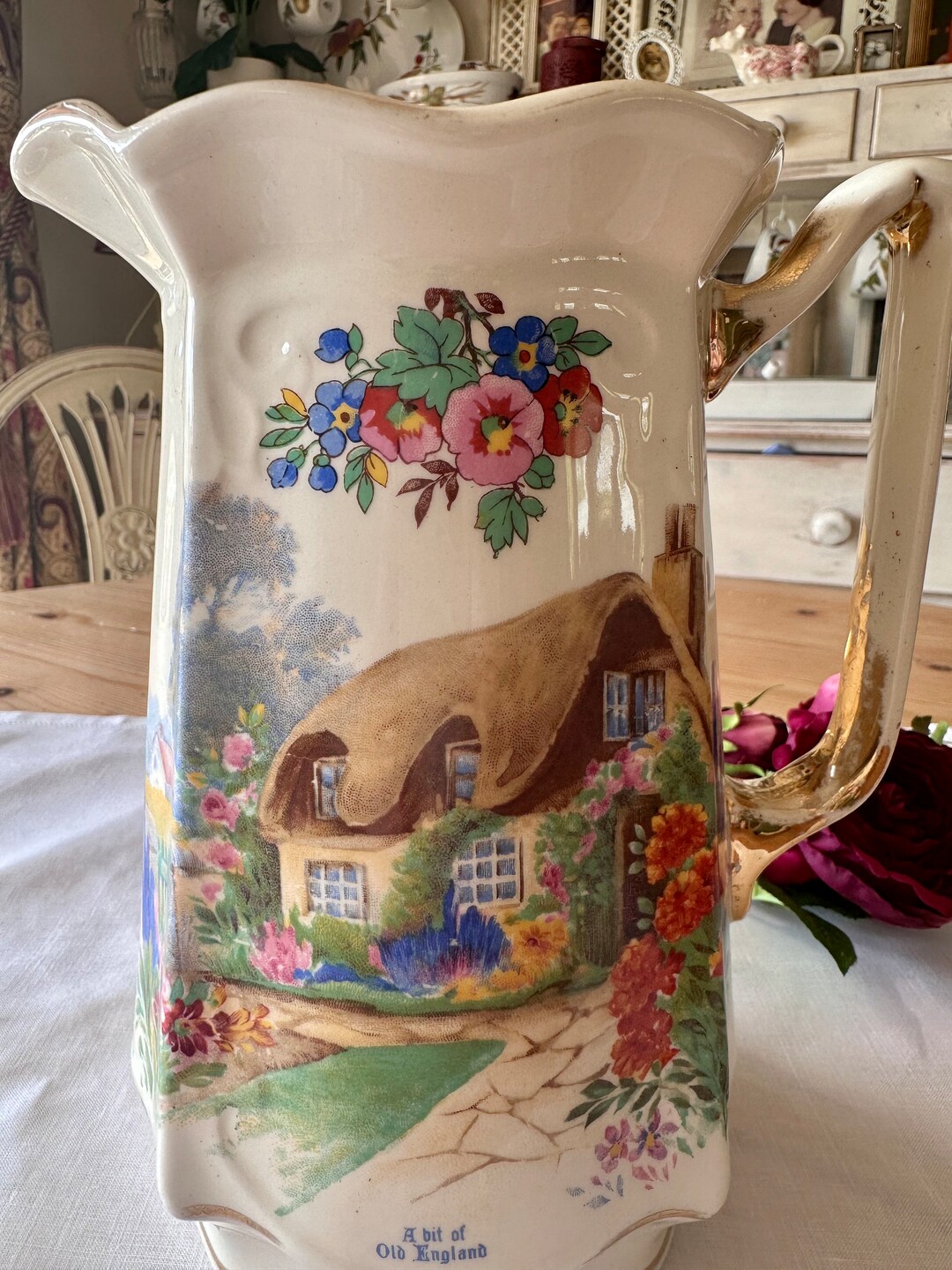 Vintage Falcon Ware Jug, Large Jug With Cottage Design, Made in England ...