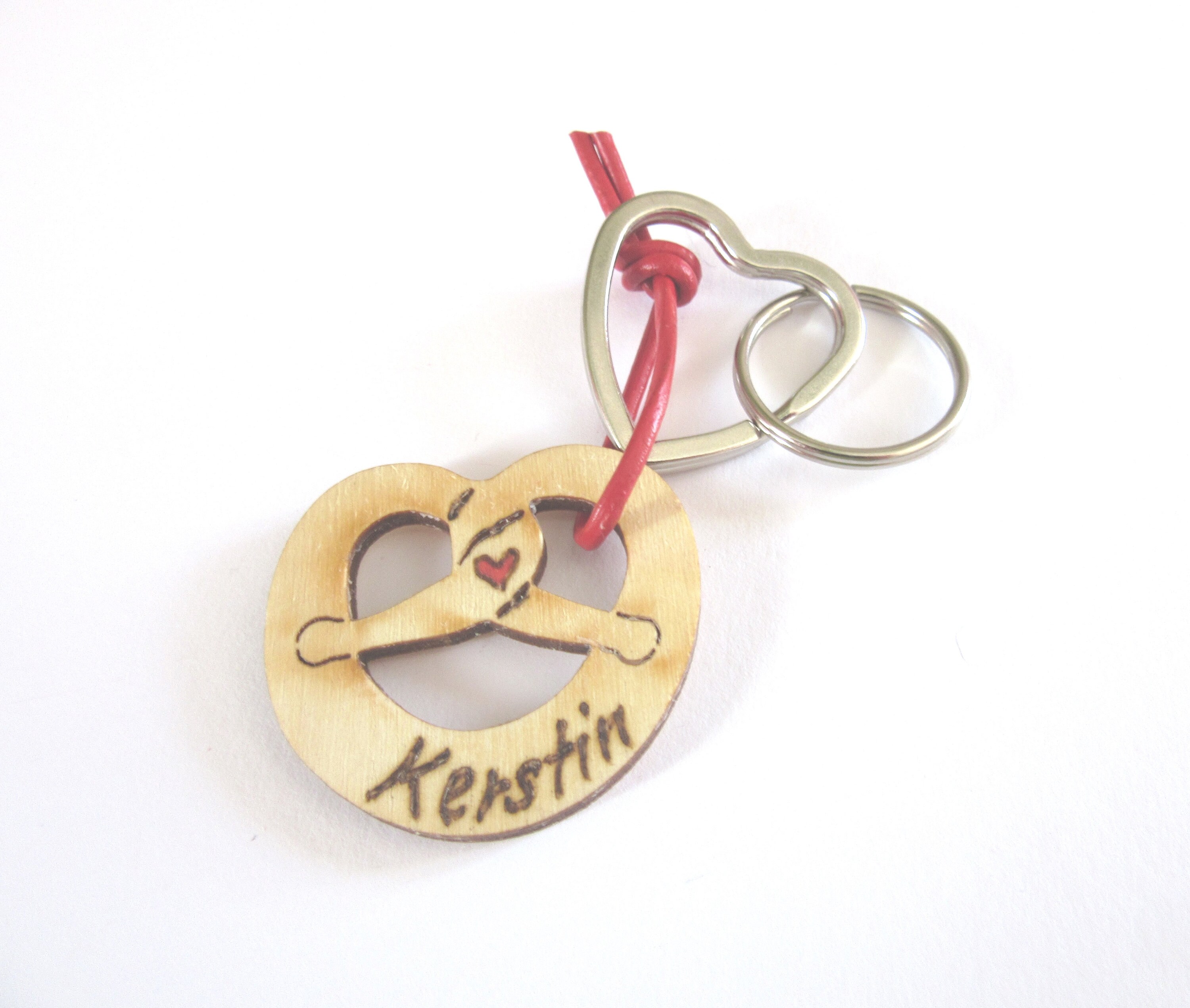 Key Ring Pretzel Engraving Personalized Pyrography - Etsy UK