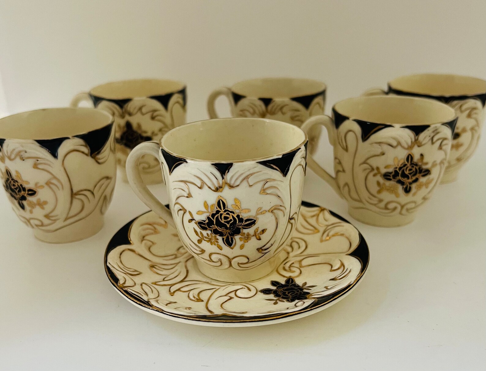 Vintage Hand-painted Maruhon Ware Japan Demitasse Coffee /espresso Set ...