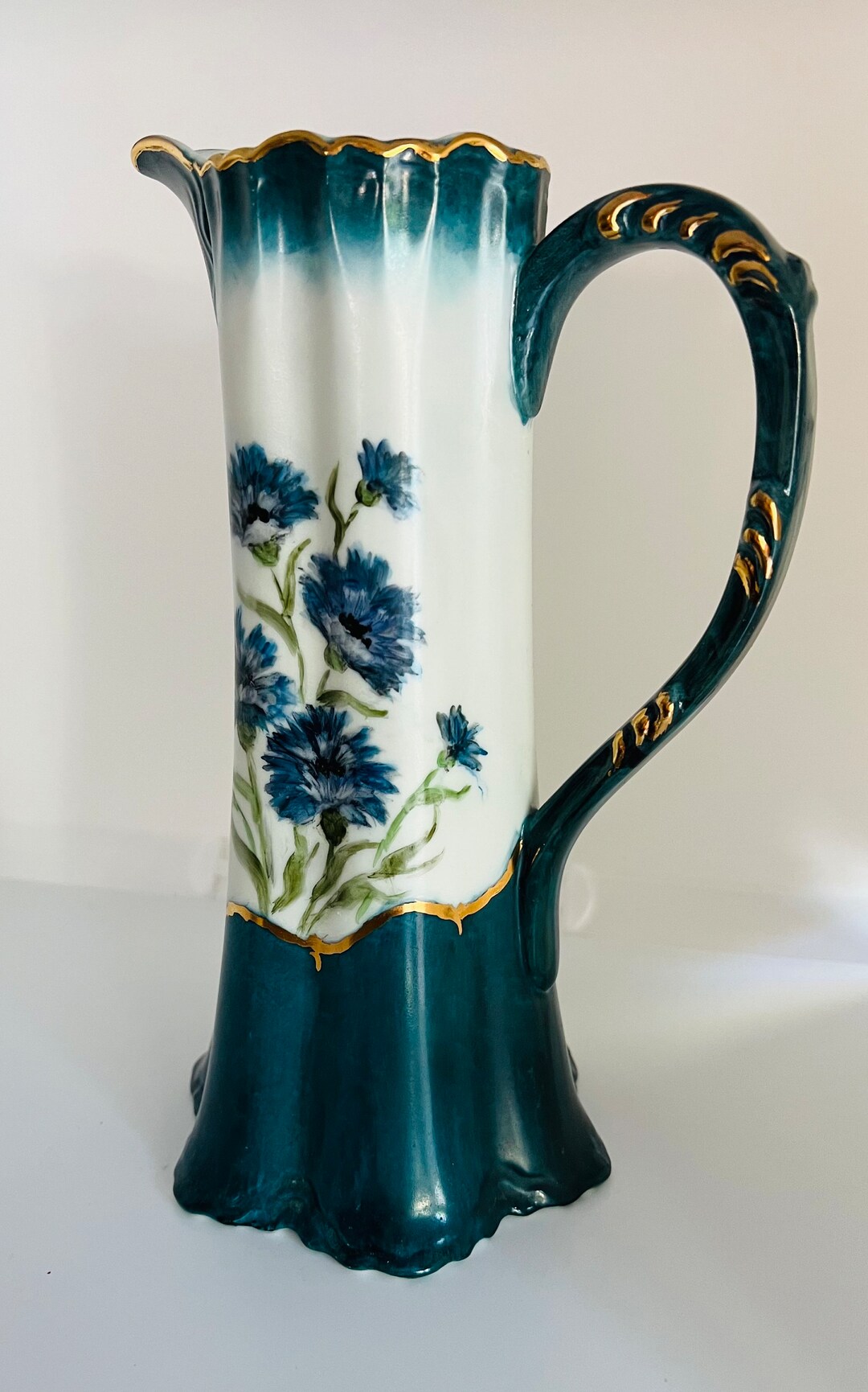 Vintage Italian Ceramic Hand-painted 10” Water Jug / Vase - Circa 1950 ...