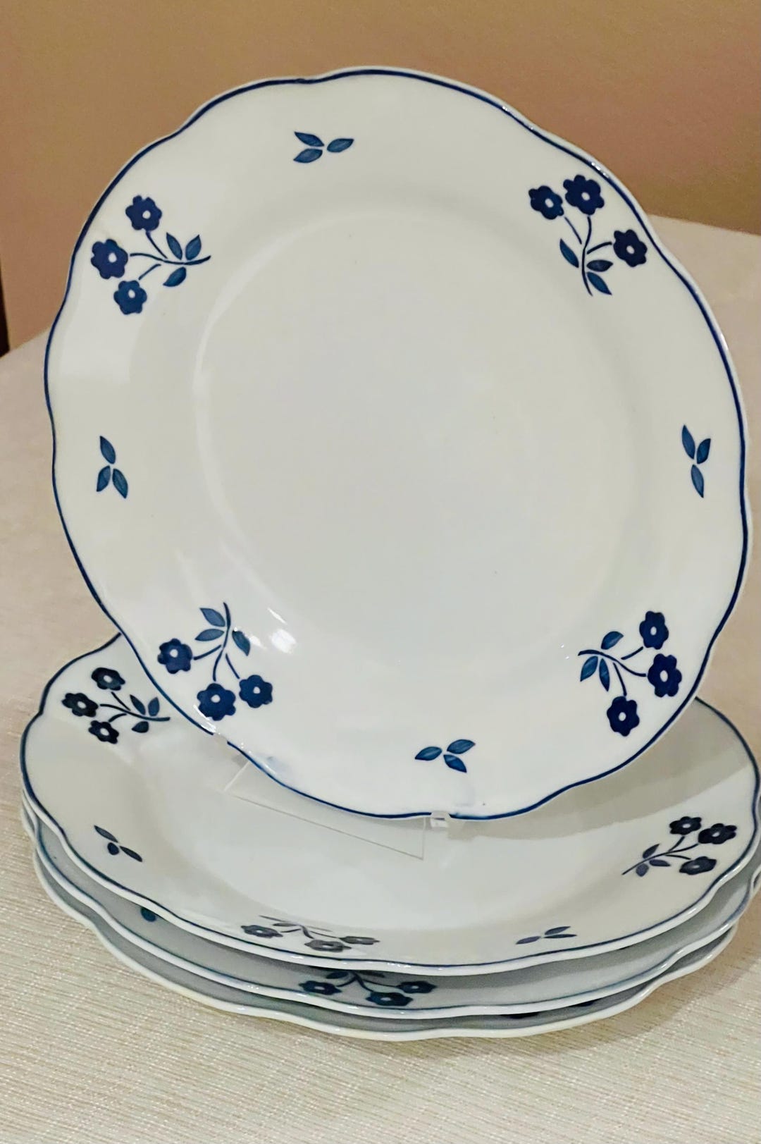 Folkcraft LDC China Stoneware Blue & White Flower Vintage 10” Dinner ...