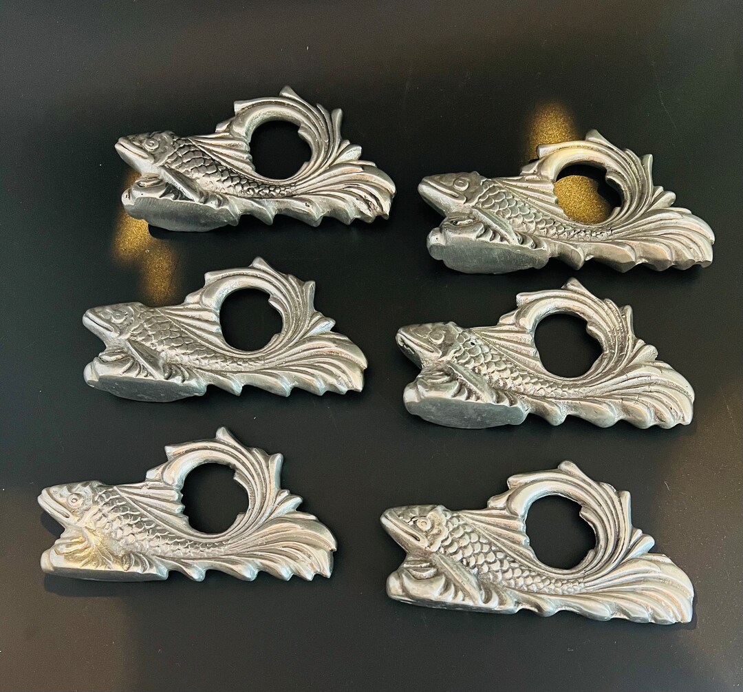 Vintage Pewter Set of 6 Fish Napkin Rings - Etsy