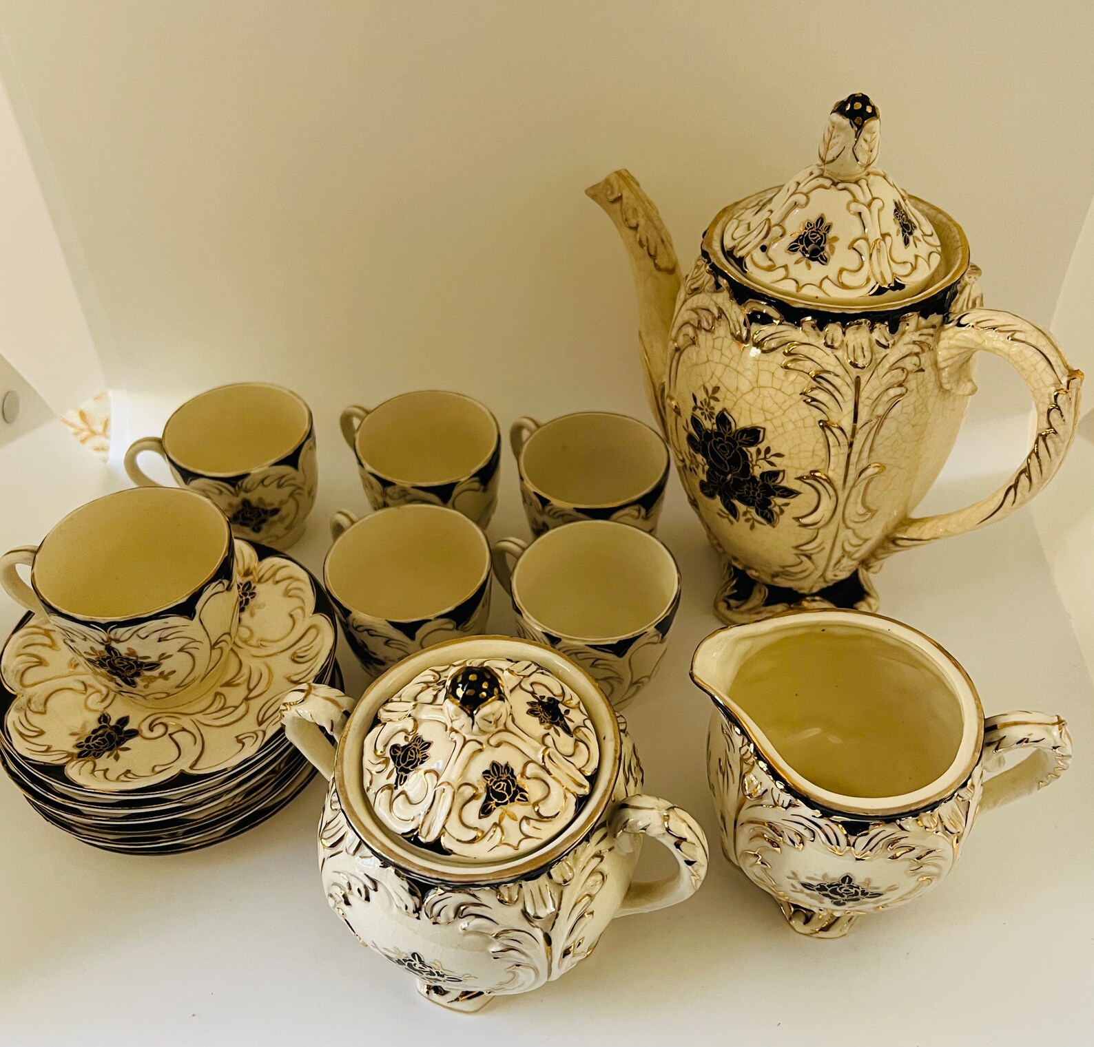 Vintage Hand-painted Maruhon Ware Japan Demitasse Coffee /espresso Set ...
