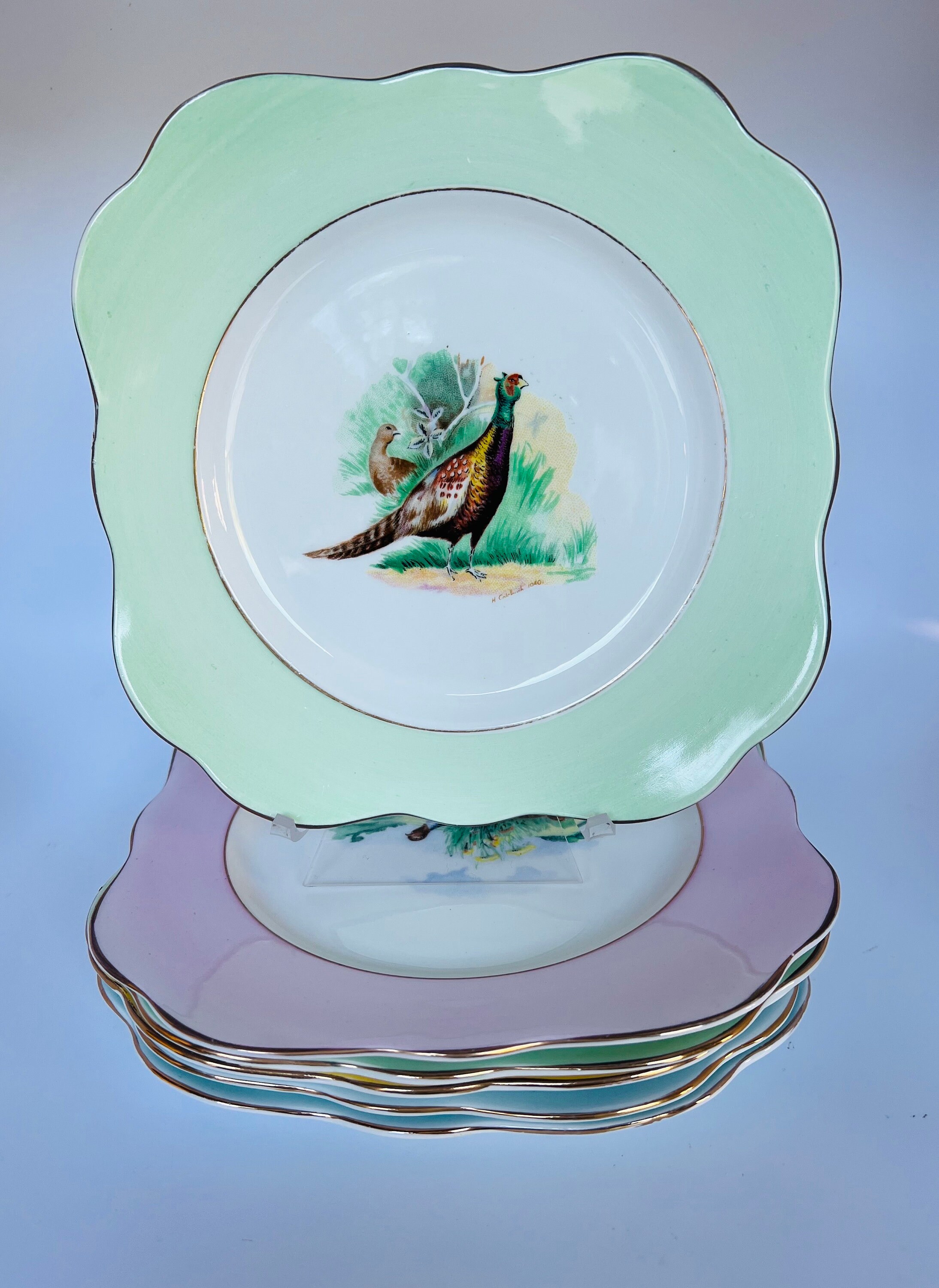Vintage Colclough English Bone China Square Plates Set of 6 Pastel ...
