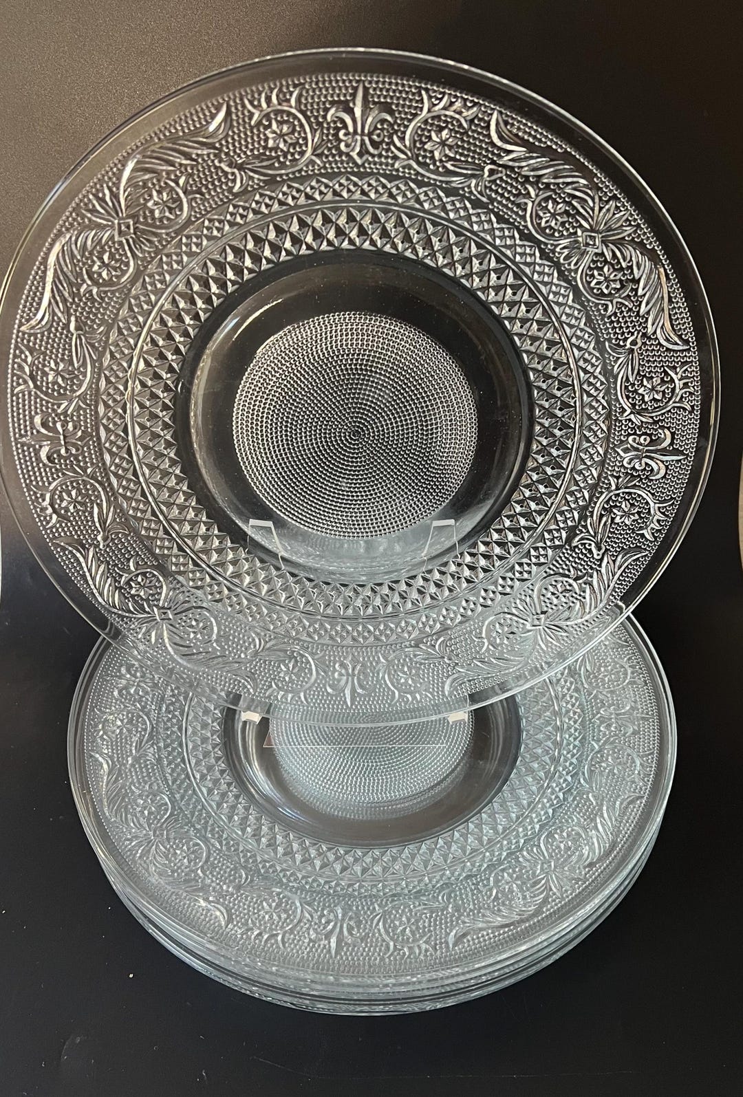 Vintage KIG Malaysia Pressed Glass Dinner Plates – Set of 6 - 10” Clear ...