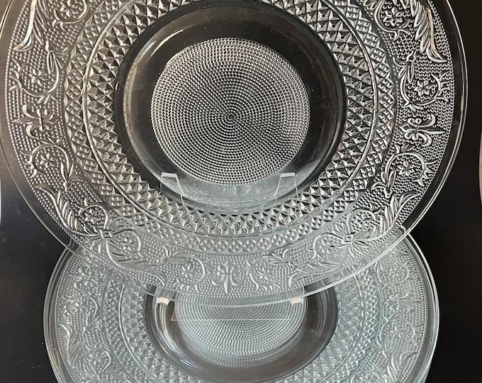 Vintage KIG Malaysia Pressed Glass Dinner Plates – Set of 6 - 10” Clear ...