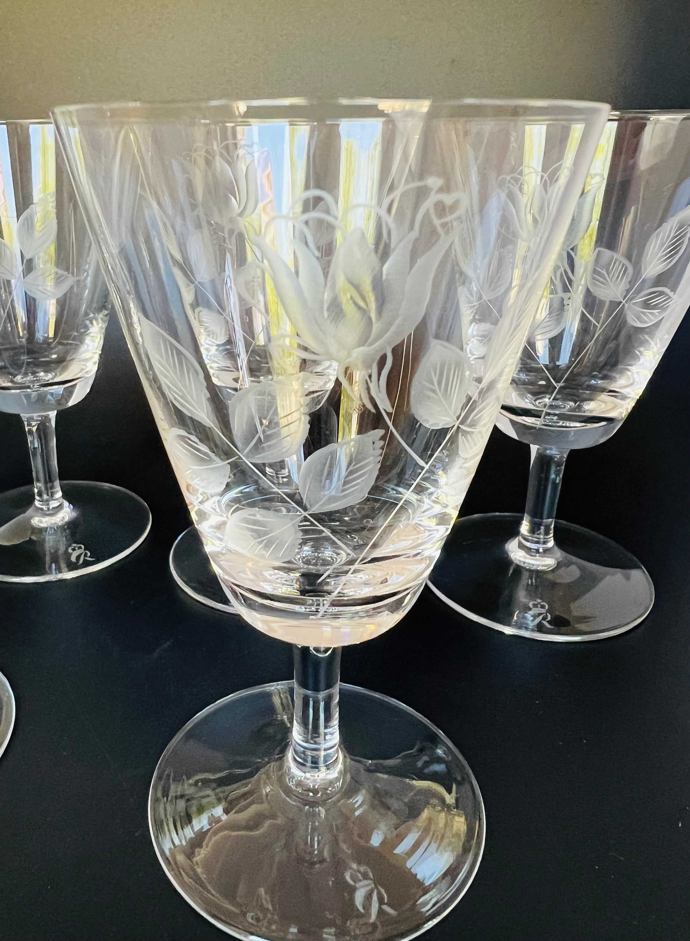 Vintage Rosenthal Crystal Goblets / Cordials Set of 6 - Shadow Rose ...