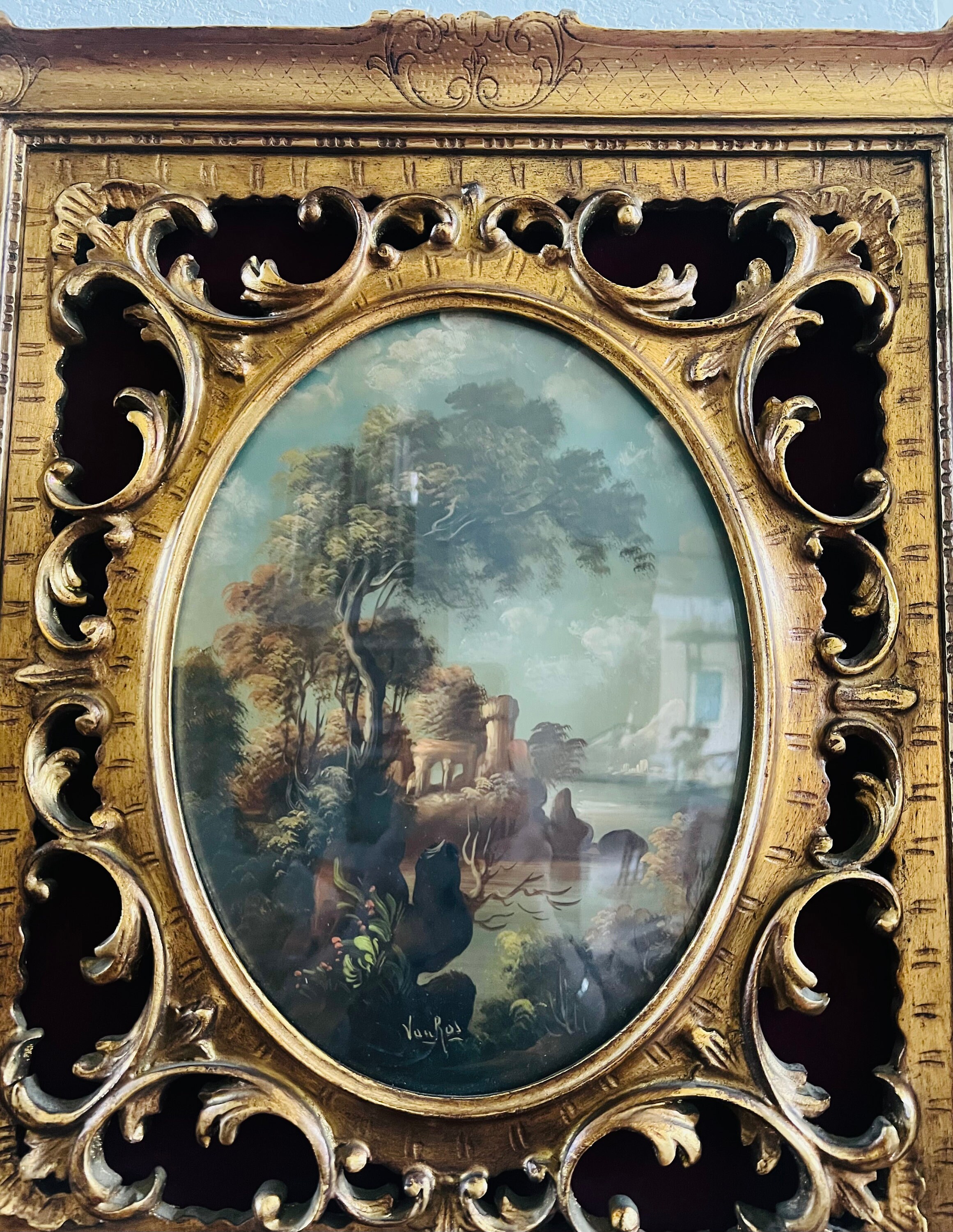 Van Ros Original Oil Painting on Board - Impressionist Pastoral ...