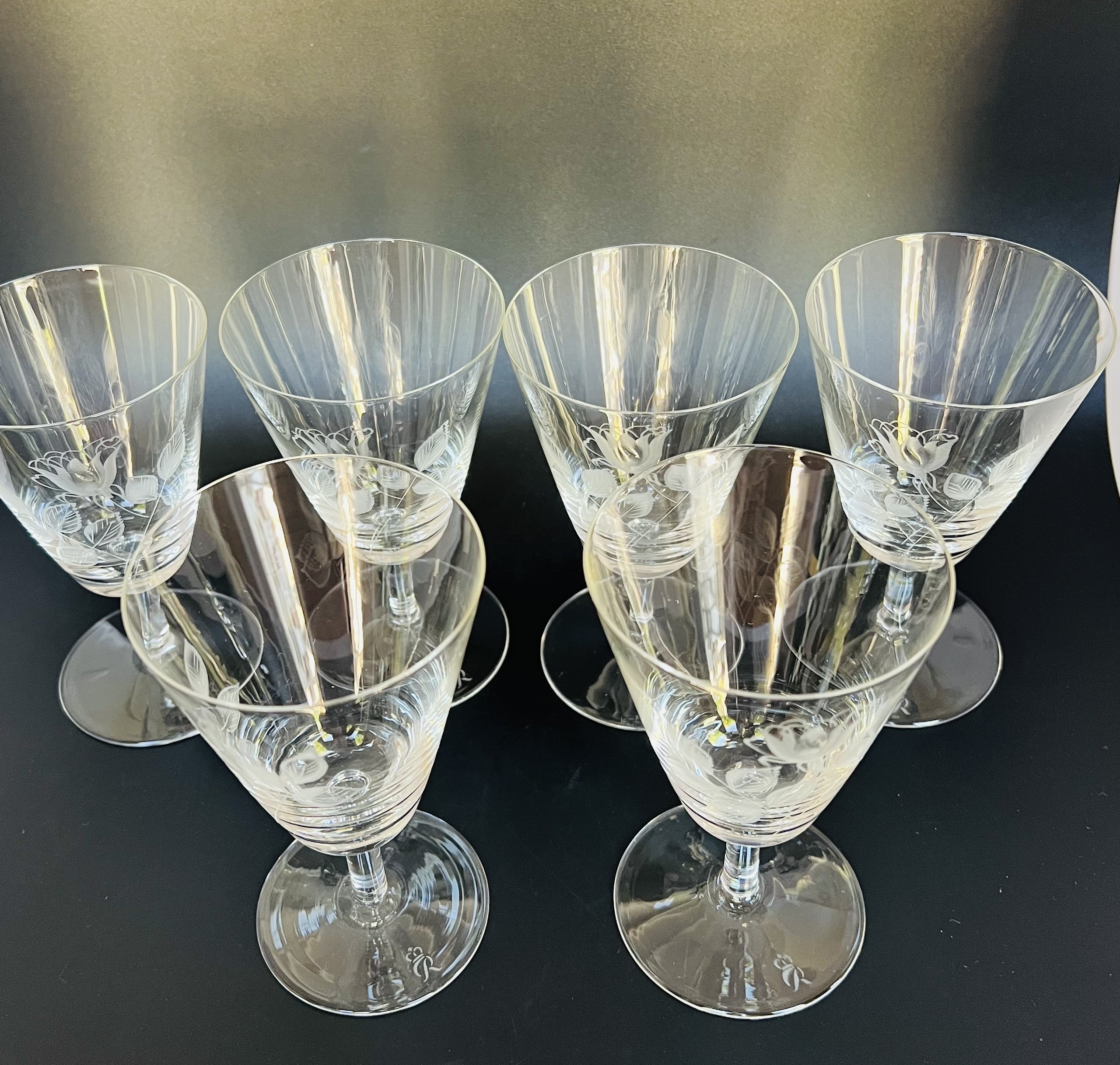 Vintage Rosenthal Crystal Goblets / Cordials Set of 6 - Shadow Rose ...