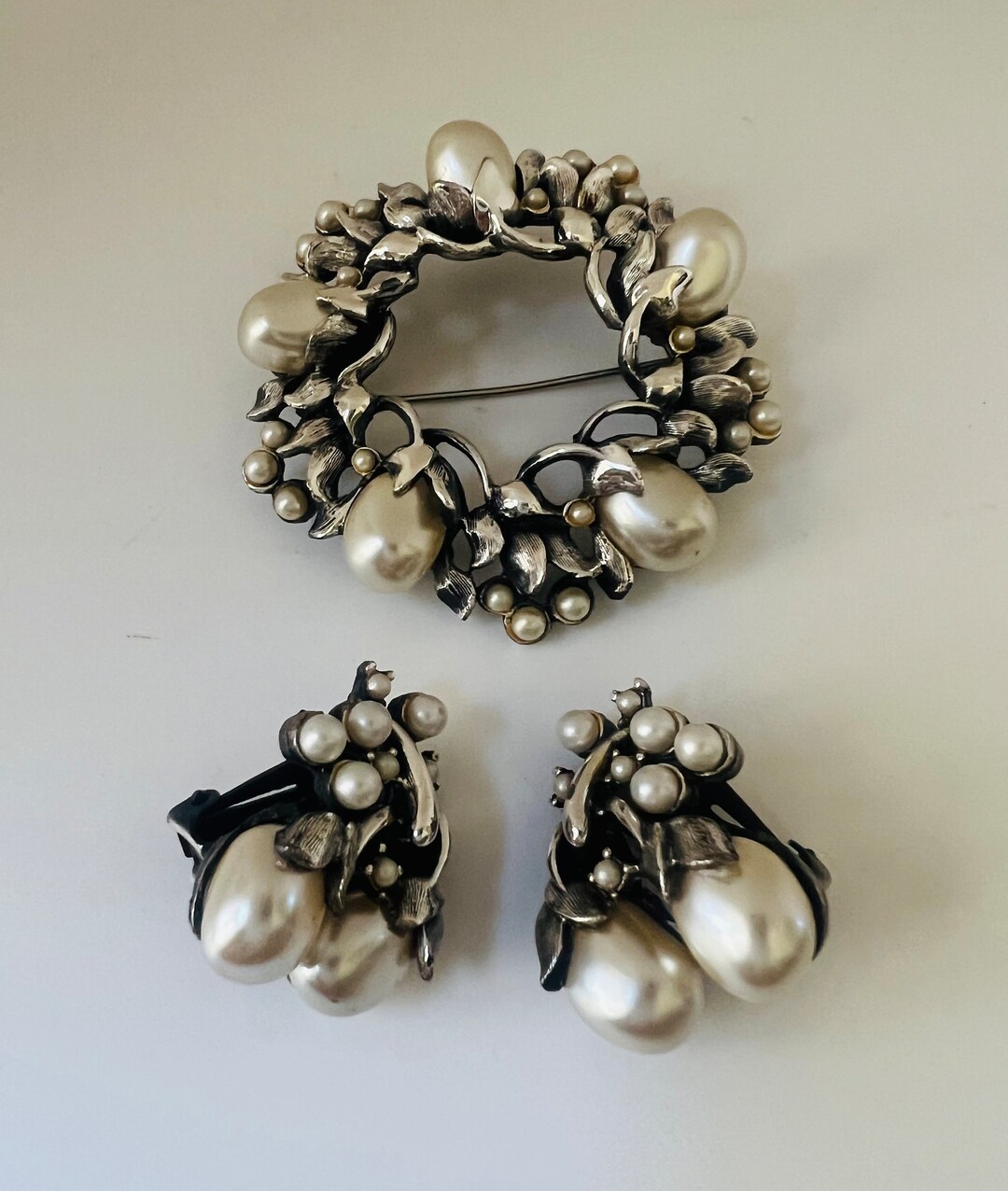 Vintage Tortolani Designer Brooch & Earrings Set - Etsy