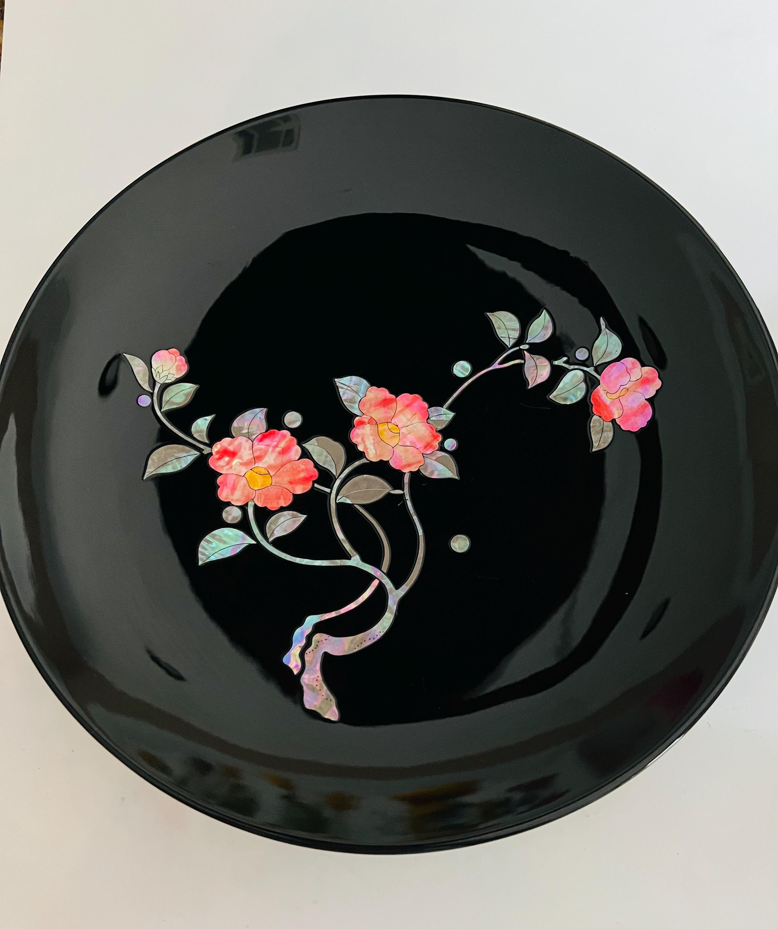Wajima-nuri Lacquerware Serving Bowl / Centerpiece – Mother of Pearl ...