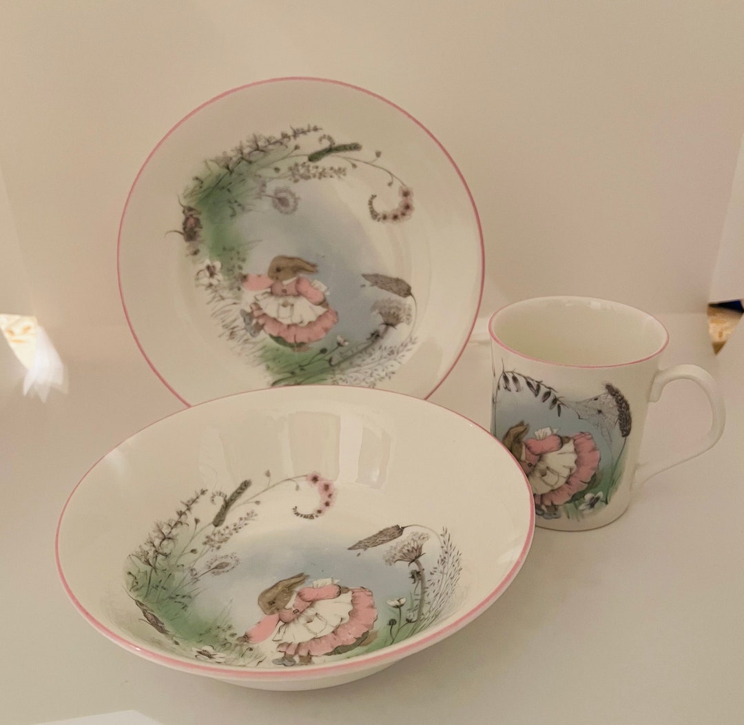Elizabethan Mrs. Rabbit Fine Bone China 3 Piece Set- Bowl, Plate and ...