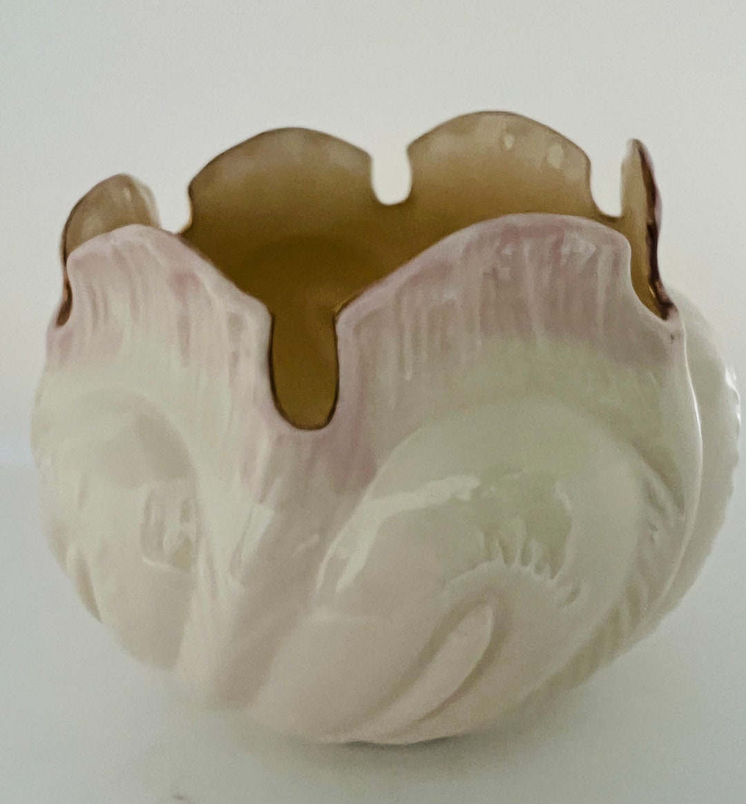 Vintage Belleek Irish Nickel Flower Pot / Candy Dish / Candle Holder ...
