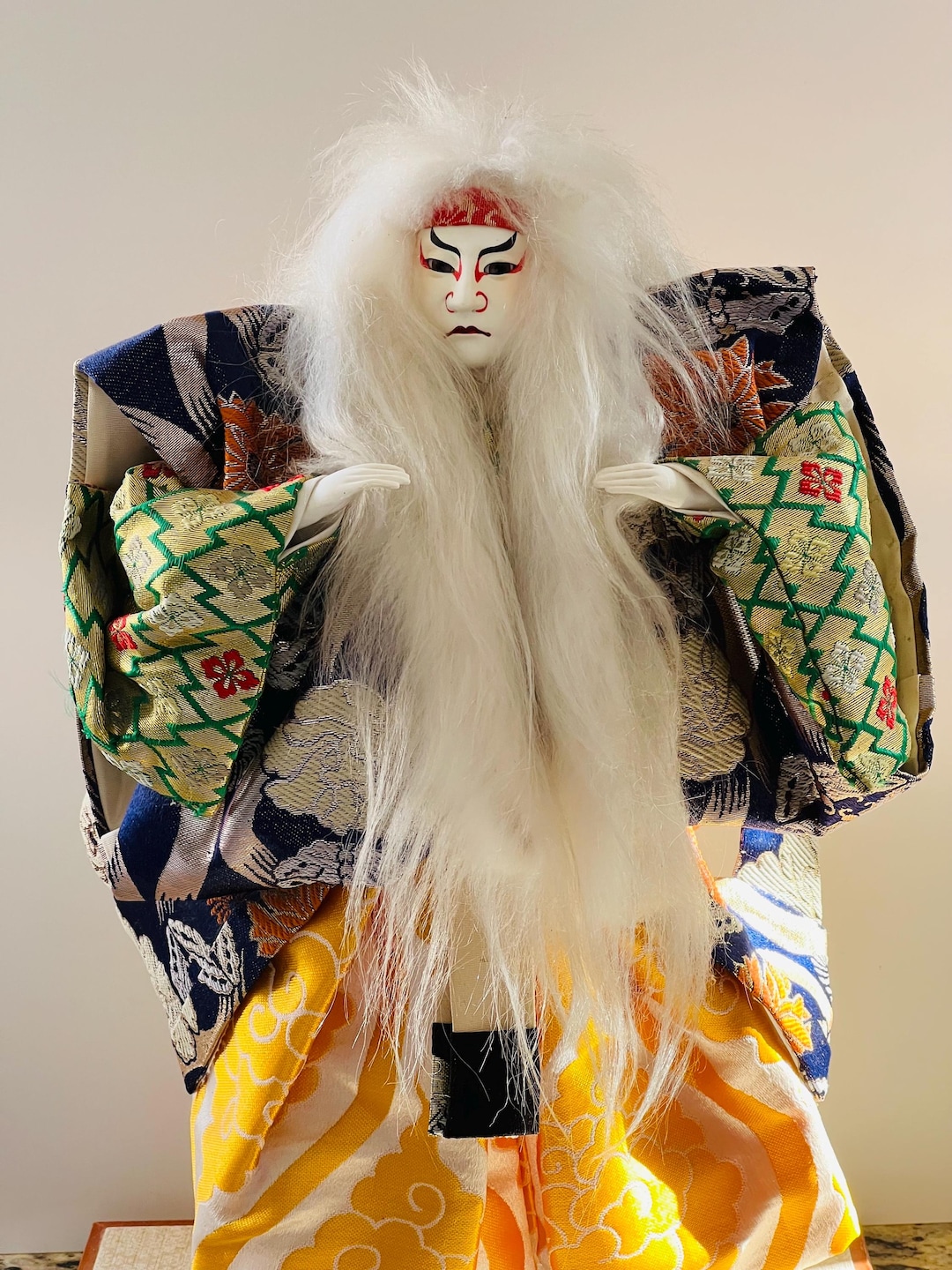 Vintage Japanese Kabuki Doll - 16” on Wood Pedestal - Etsy