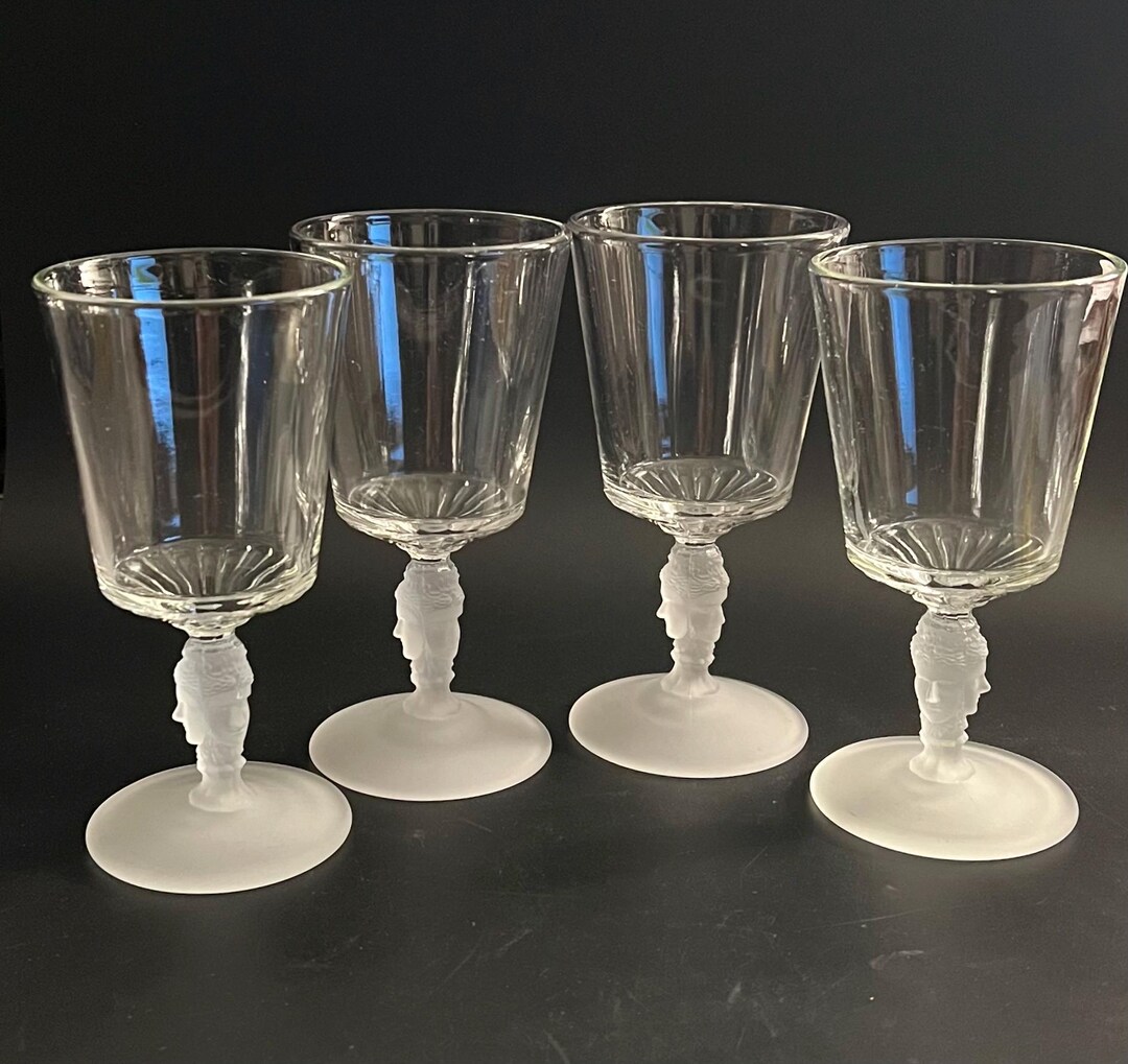Antique Duncan Miller “three Sisters” Frosted Stem Goblets - Set of 4 ...