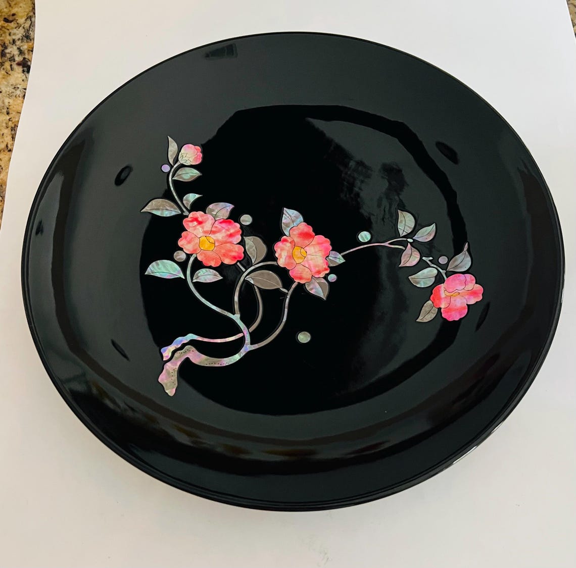 Wajima-nuri Lacquerware Serving Bowl / Centerpiece – Mother of Pearl ...
